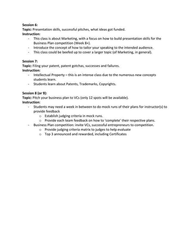 Startup Bootcamp - Instructor Instructions | PDF