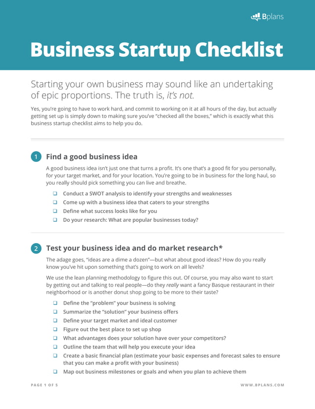 Start-up checklist | PDF