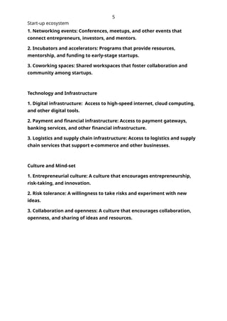 Introduction Of Startup Ecosystem And growth of Startup | DOCX
