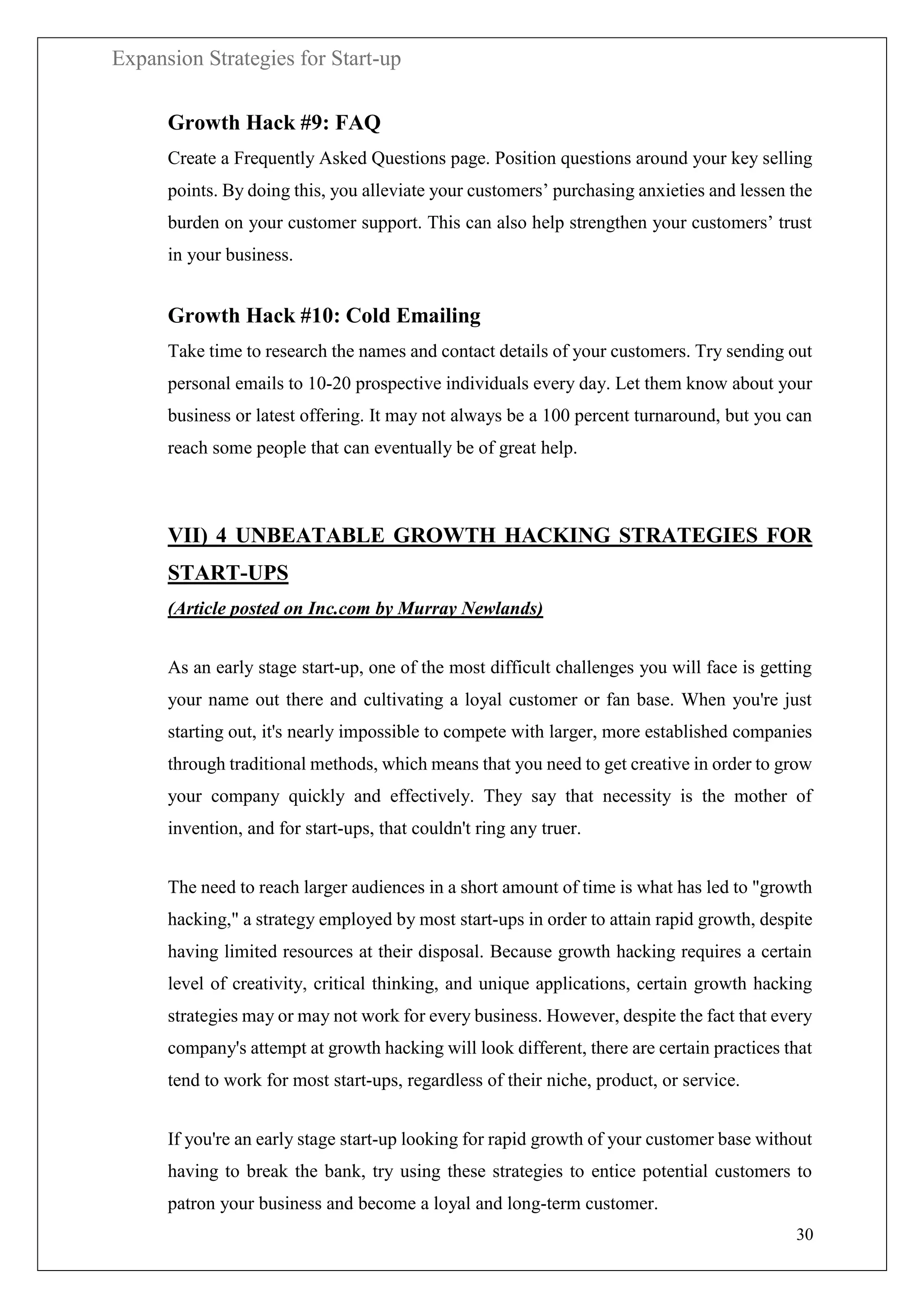 Expansion Strategies for Start-Up | PDF