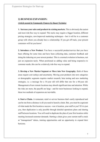Expansion Strategies for Start-Up | PDF