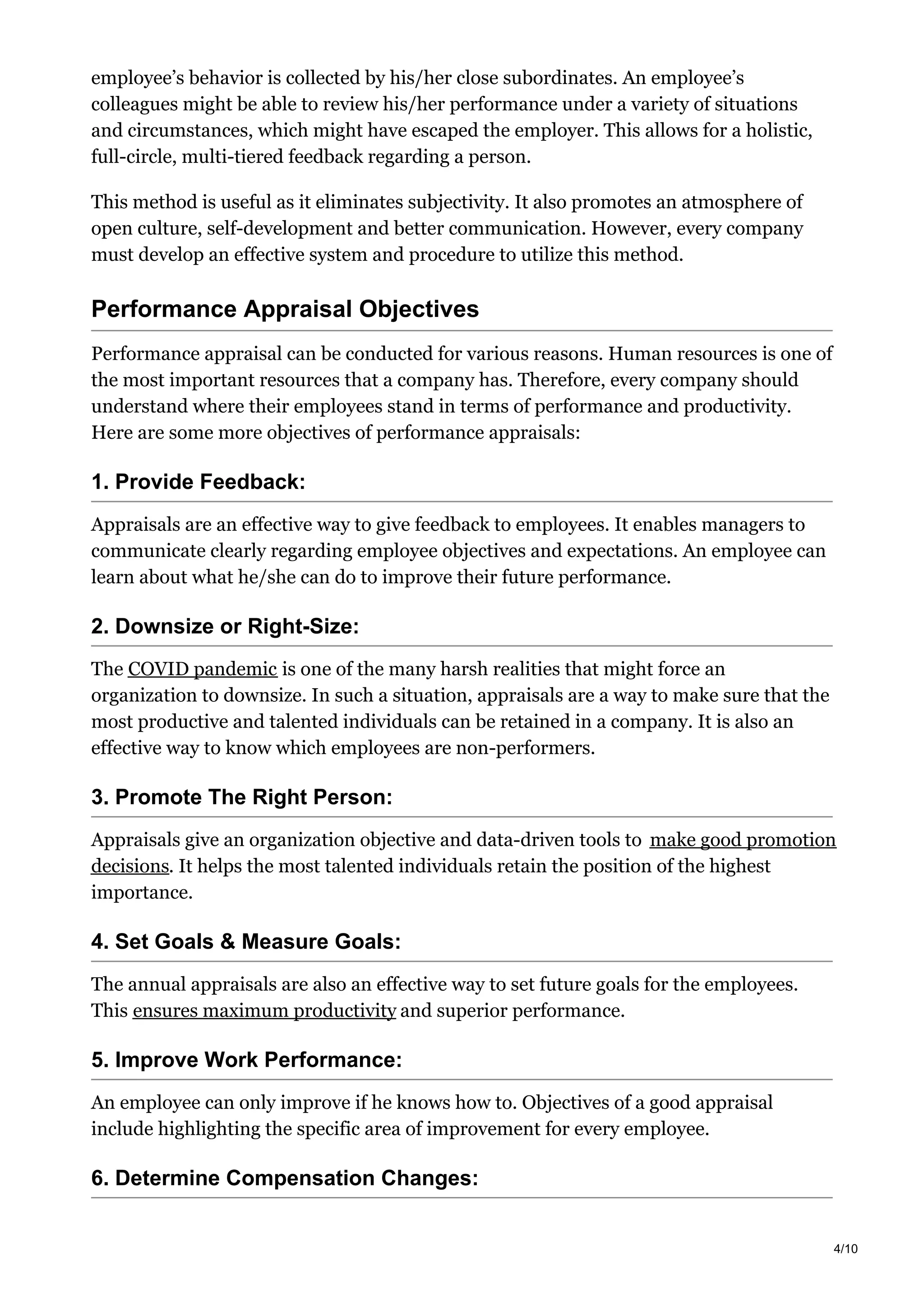 Performance Appraisal in HRM Methods, Objective, Characteristics | PDF