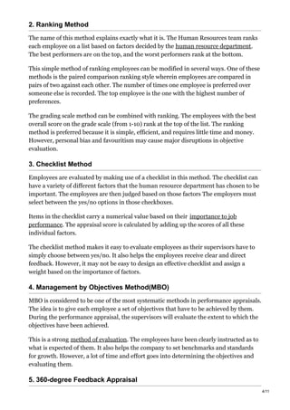 Performance Appraisal in HRM Methods Pros & cons in 2020 | PDF