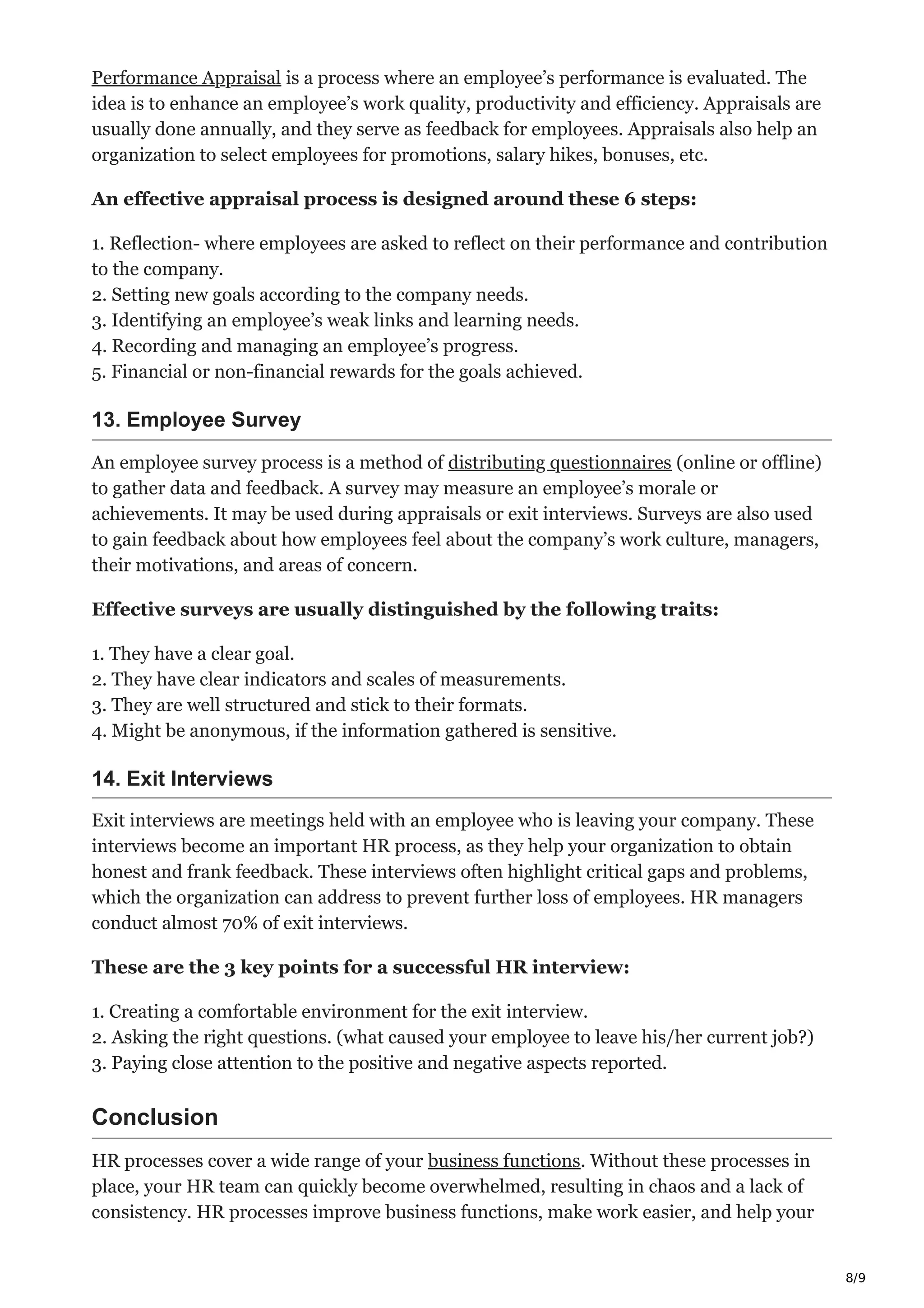HR Process - 14 Key HR Processes | PDF
