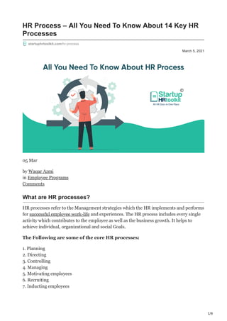 HR Process - 14 Key HR Processes | PDF