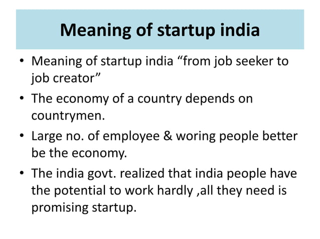 startup india powerpoint presentation | PDF | Startups | Business