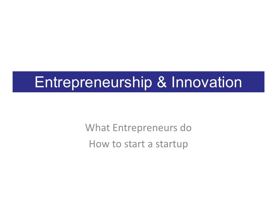 Startup University 1 Entrepreneurship And Innovation