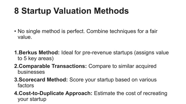 Start Up Valuations - 8 ways of valuation.pptx
