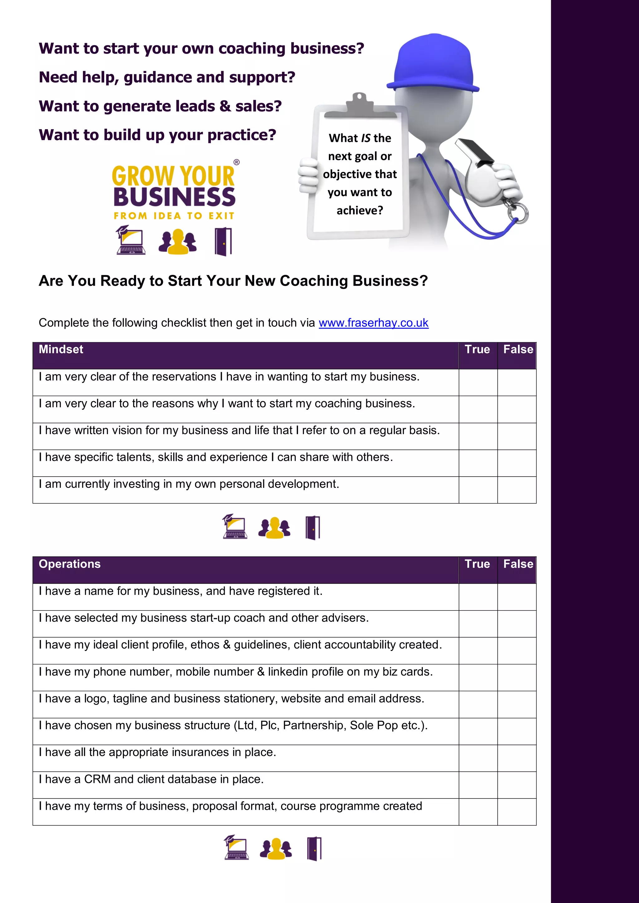 Business Coaching - Startup Checklist | PDF