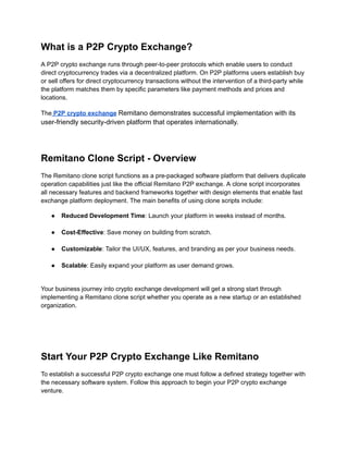 Start your own P2P crypto exchange like Remitano | PDF