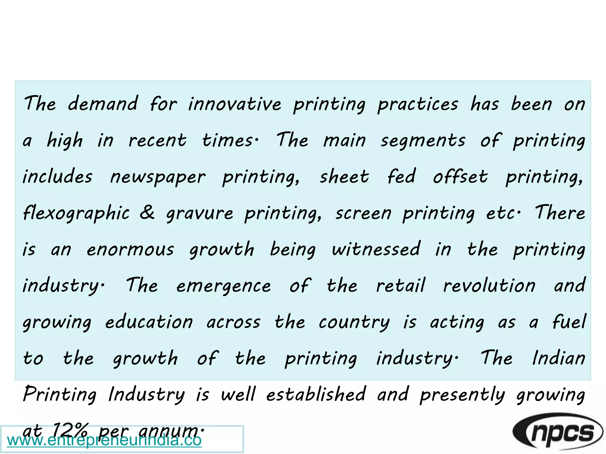 Start Your Own Printing Business. Offset, Gravure, Flexo and Screen ...