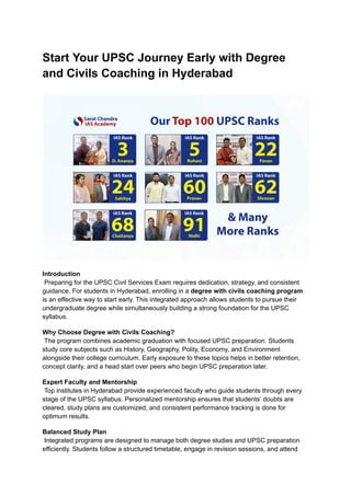 Start Your UPSC Journey Early with Degree and Civils Coaching in ...