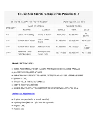 Star umrah packages pakistan | PDF