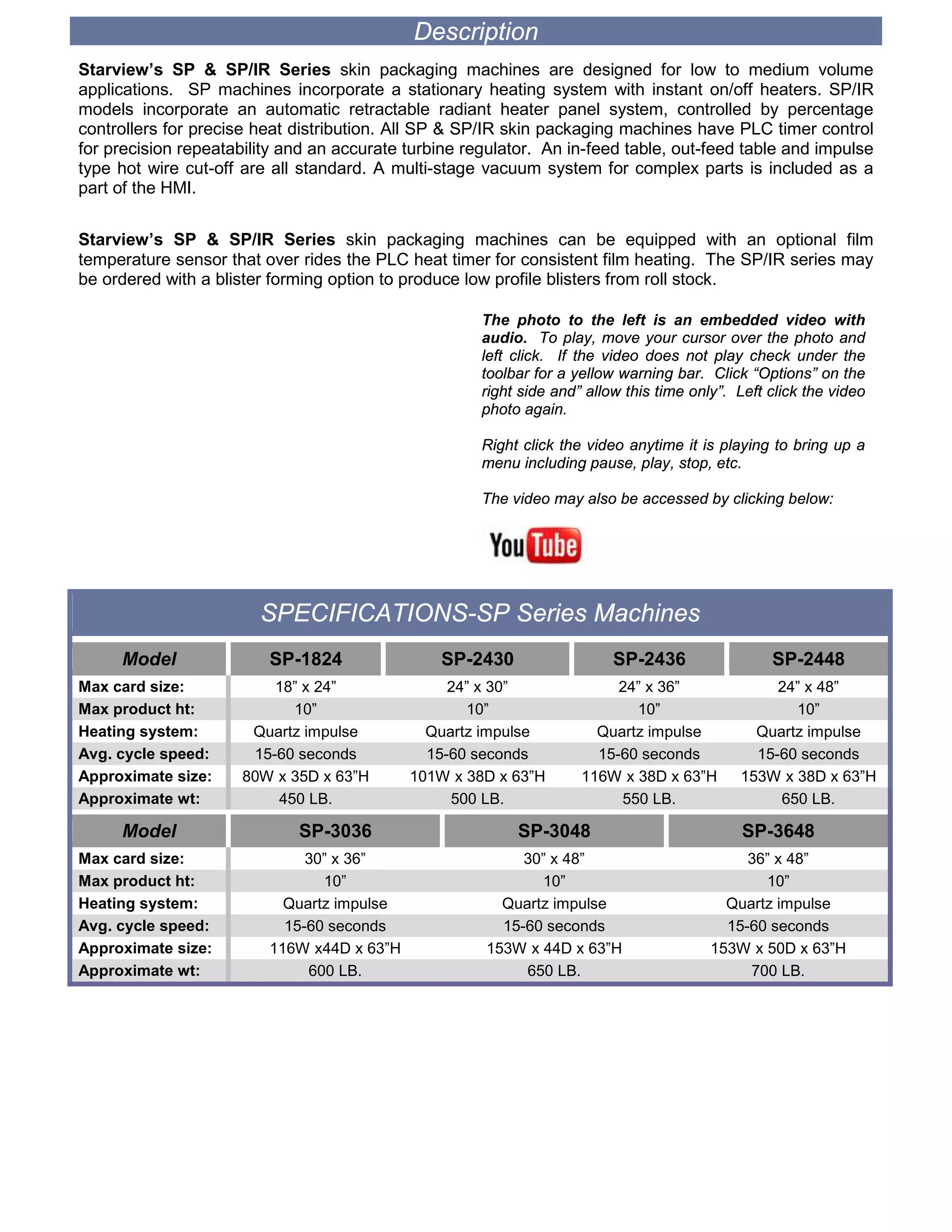 Starview semi automatic skin packaging machines | PDF
