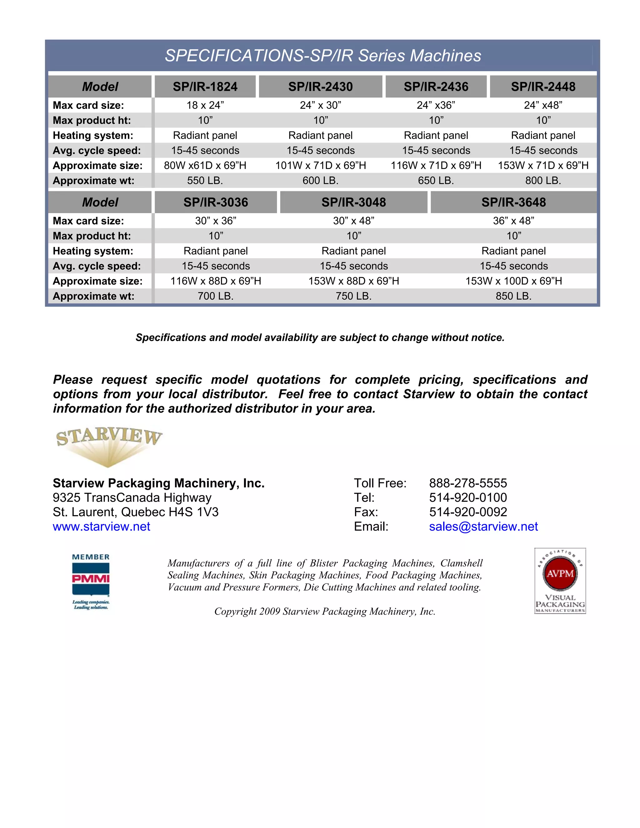 Starview semi automatic skin packaging machines | PDF