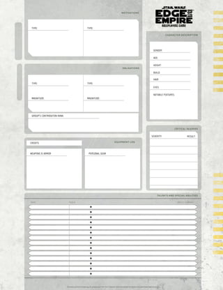 Star Wars Character Sheet | PDF