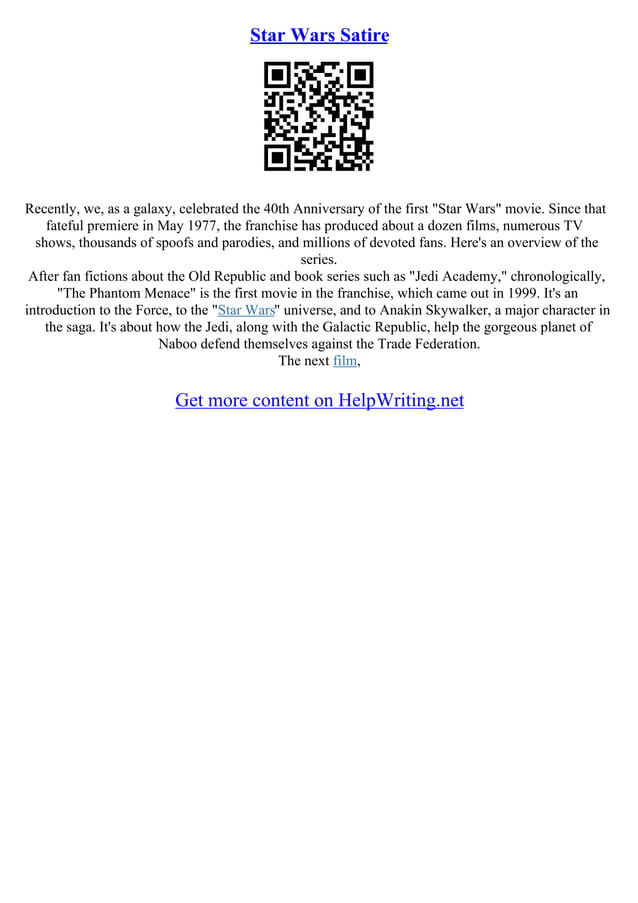 Star Wars Essay | PDF | Science Fiction | Genres