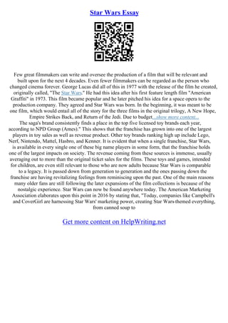 Star Wars Essay | PDF | Science Fiction | Genres