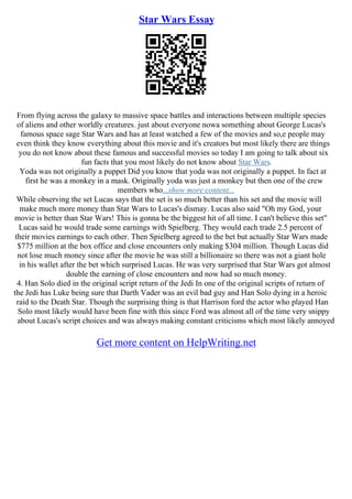 Star Wars Essay | PDF | Science Fiction | Genres
