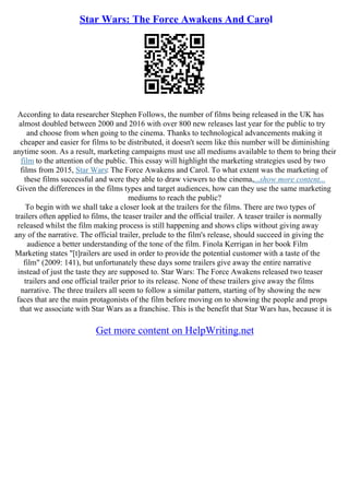 Star Wars Essay | PDF