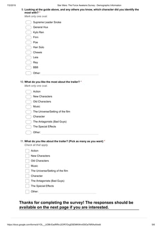 Star wars the force awakens survey google forms | PDF | Movies ...