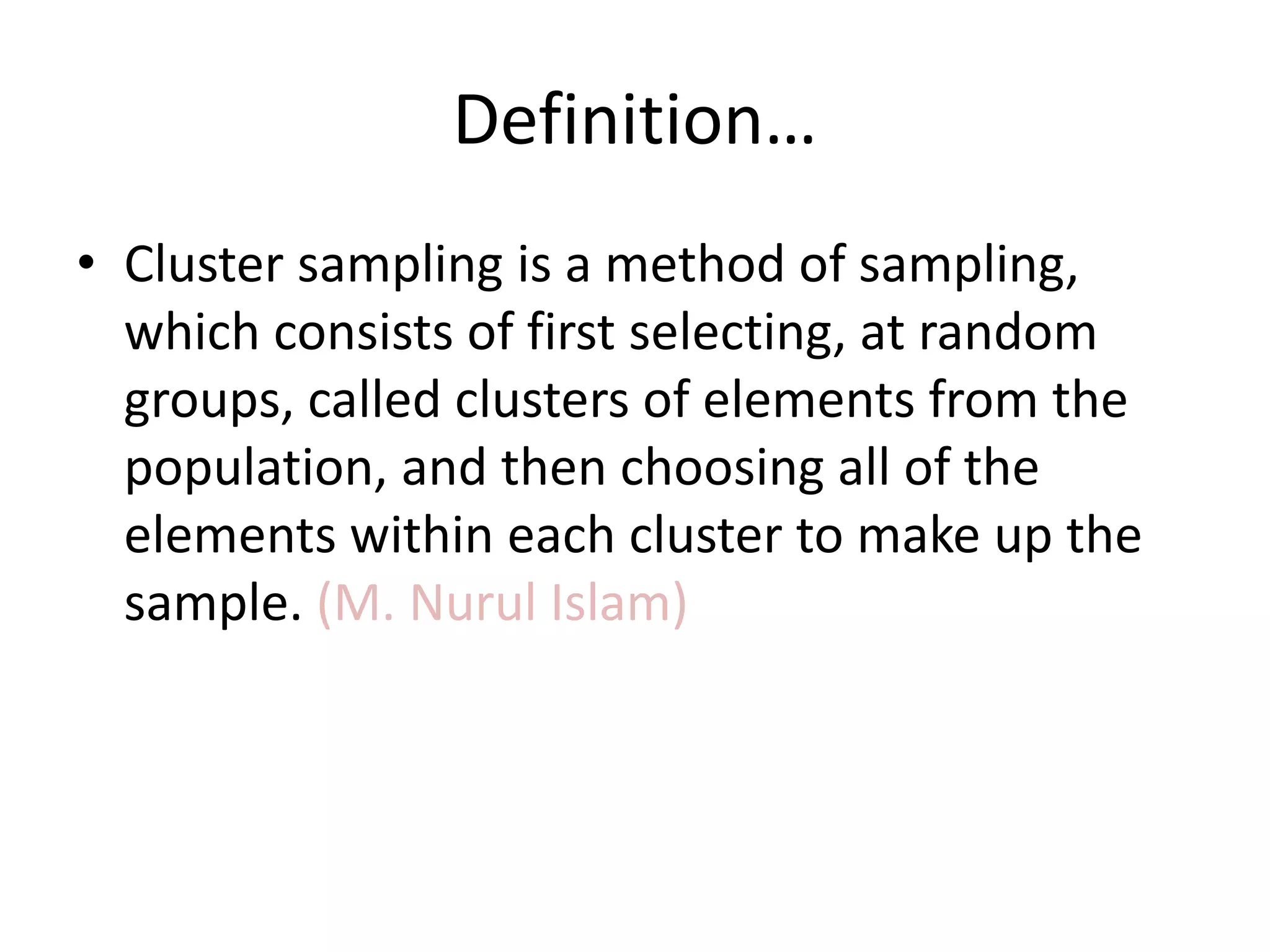 Stat 3203 -cluster and multi-stage sampling | PPTX