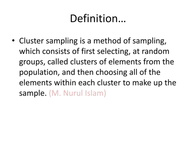 Stat 3203 -cluster and multi-stage sampling | PPTX