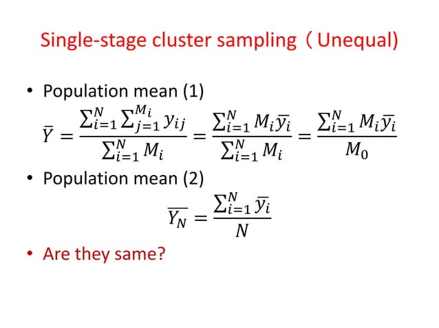 Stat 3203 -cluster and multi-stage sampling | PPTX