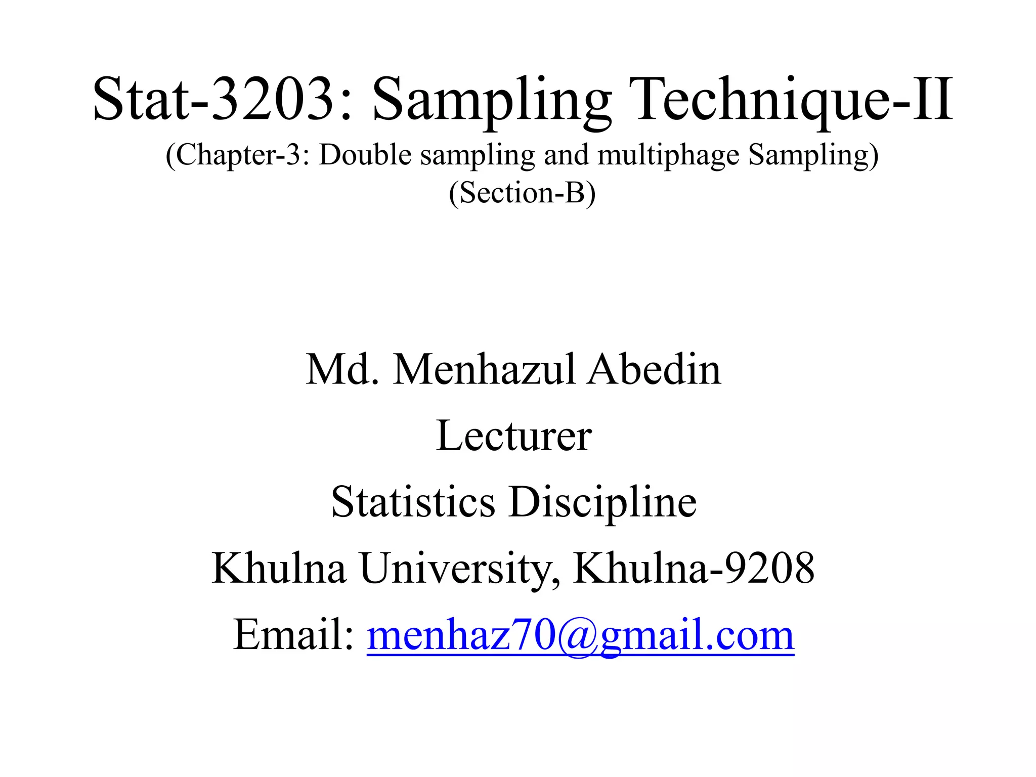 Stat 3203 -multphase sampling | PPTX