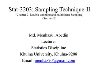 Stat 3203 -multphase sampling | PPTX | Physics | Science
