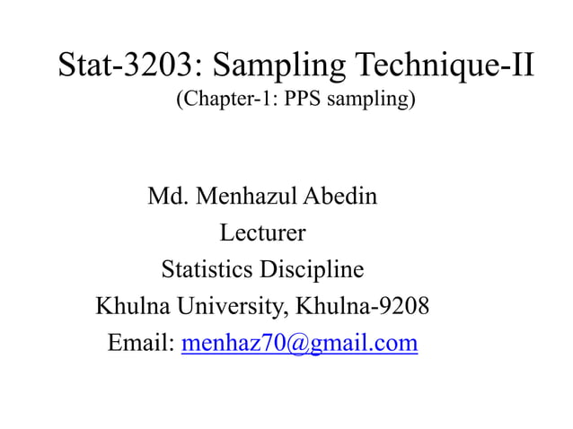 Pps Sampling Technique Chapter Ppt