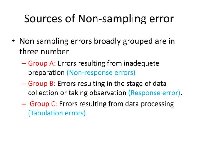 Stat 3203 -sampling errors and non-sampling errors | PPTX