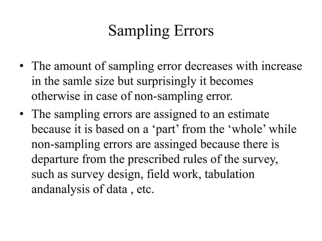Stat 3203 -sampling errors and non-sampling errors | PPTX