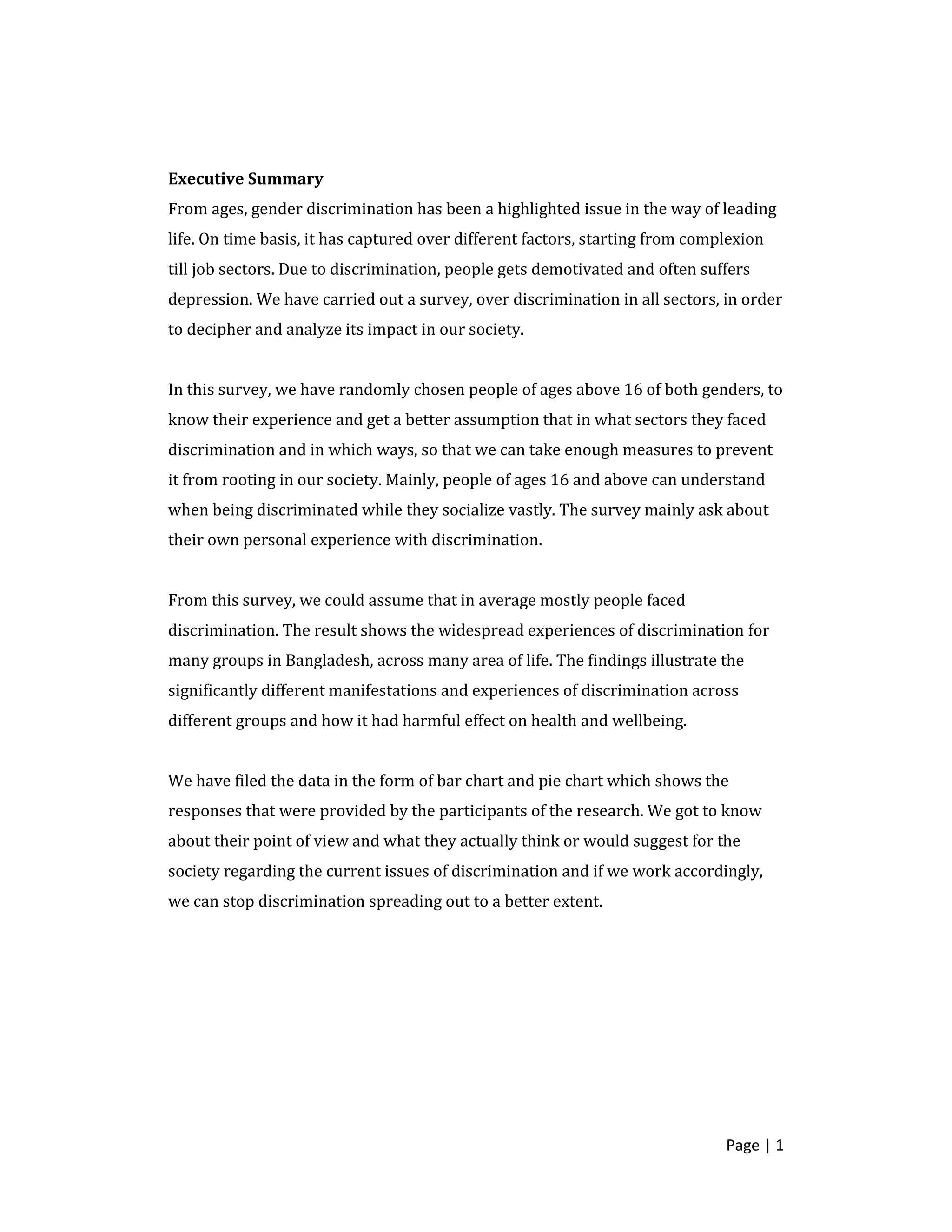 SURVEY REPORT ON DISCRIMINATION | PDF