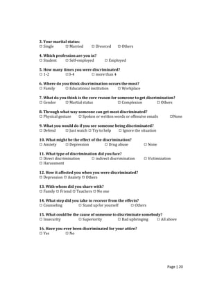 SURVEY REPORT ON DISCRIMINATION | PDF