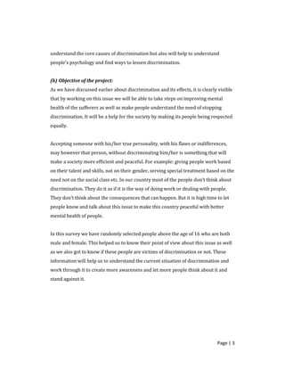 SURVEY REPORT ON DISCRIMINATION | PDF