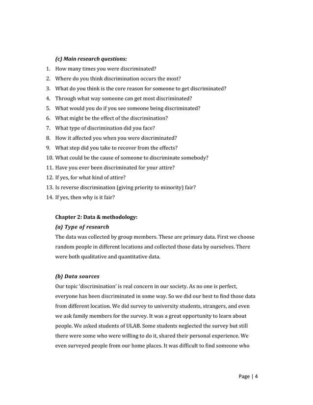 SURVEY REPORT ON DISCRIMINATION | PDF