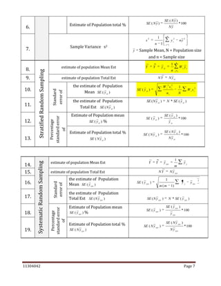 Stat 101 formulae sheet | DOCX | Physics | Science