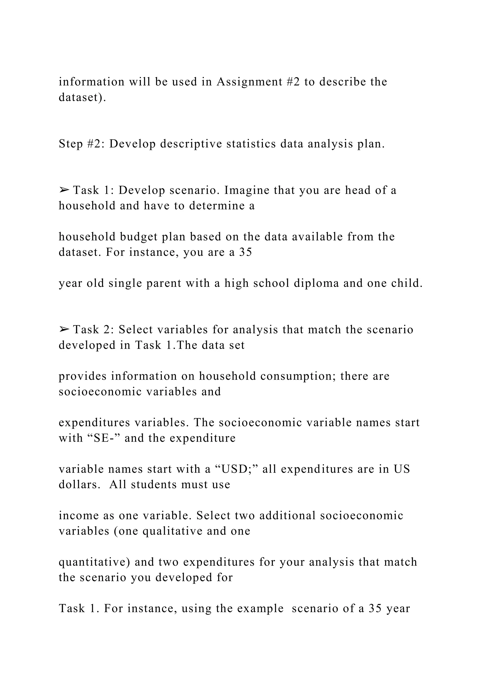 STAT200 Assignment #1 - Descriptive Statistics Analysis Plan - Te.docx