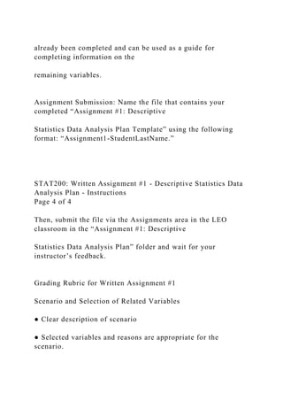 STAT200 Assignment #2 - Descriptive Statistics Analysis and.docx