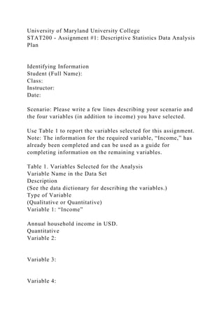 STAT200 Assignment #2 - Descriptive Statistics Analysis and.docx