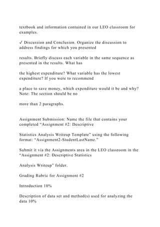 STAT200 Assignment #2 - Descriptive Statistics Analysis and.docx