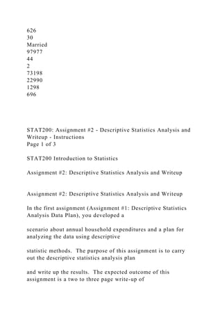 STAT200 Assignment #2 - Descriptive Statistics Analysis Write.docx ...