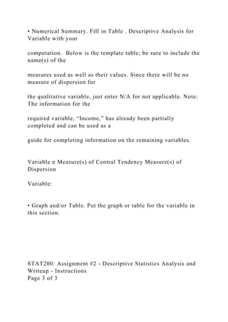 STAT200 Assignment #2 - Descriptive Statistics Analysis Write.docx ...