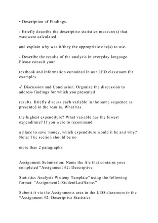 STAT200 Assignment #2 - Descriptive Statistics Analysis Write.docx ...