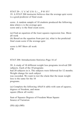 STAT 200 Introduction to Statistics Page 1 of91. True or .docx
