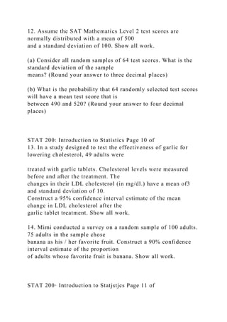 STAT 200 Introduction to Statistics Page 1 of91. True or .docx