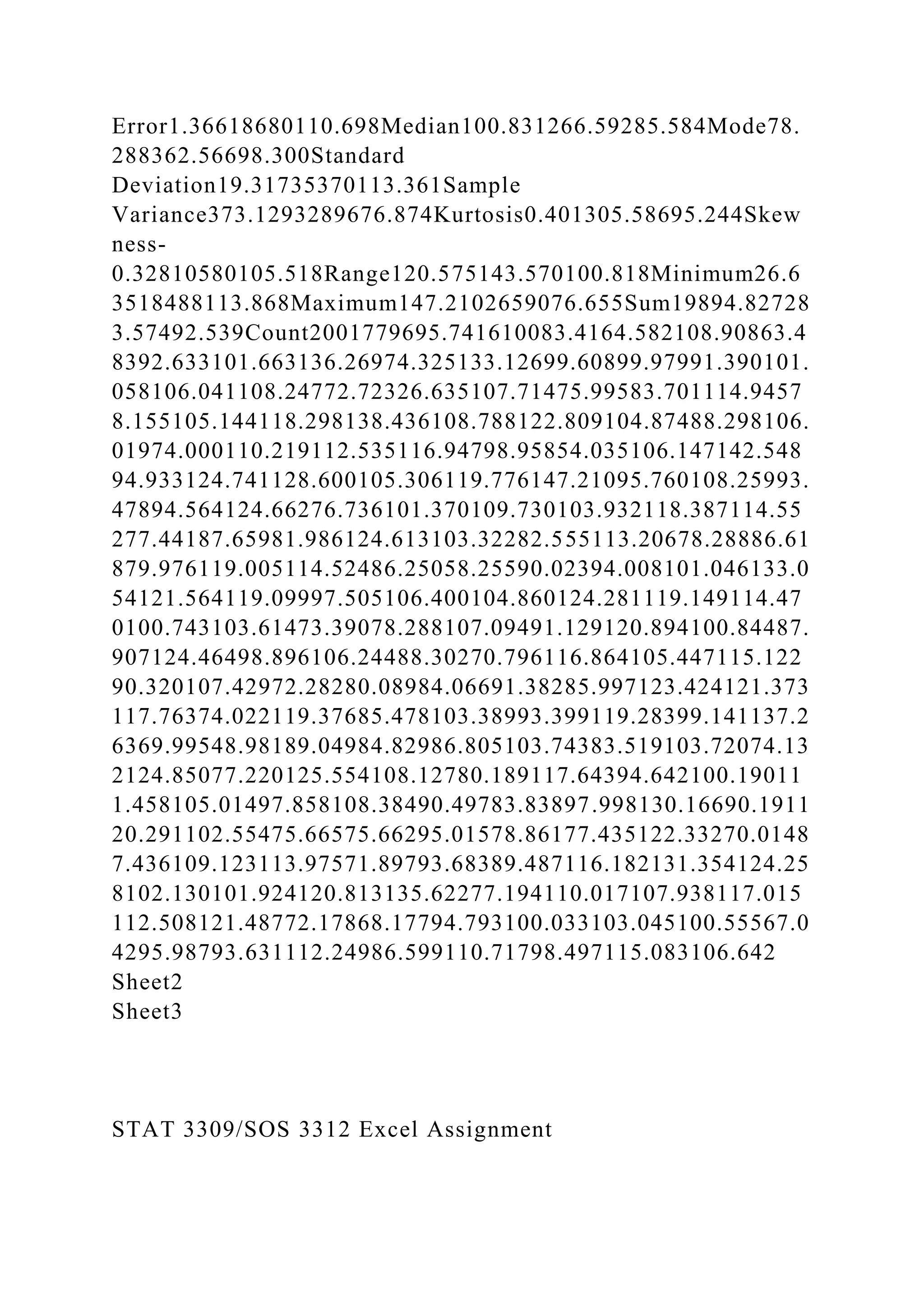 STAT 3309SOS 3312 Excel AssignmentUsing the Excel file ST.docx