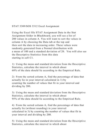 STAT 3309SOS 3312 Excel AssignmentUsing the Excel file ST.docx