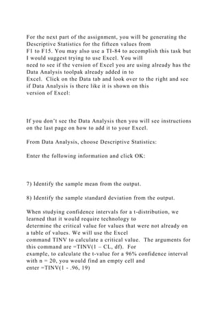 STAT 3309SOS 3312 Excel AssignmentUsing the Excel file ST.docx